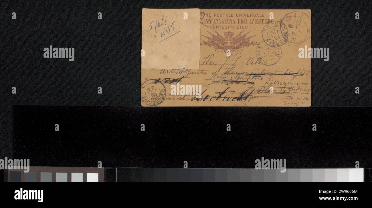Postcard to Jan Veth, Jac van Looij, 1885 Naples cardboard. ink writing ...