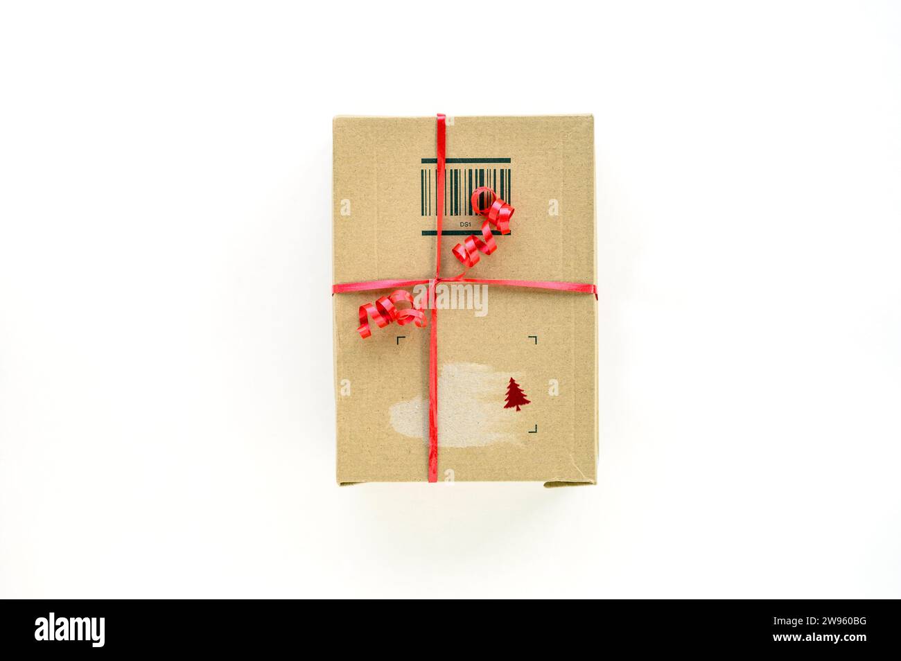 Red ribbon ribbons tied round around a present hi-res stock photography ...