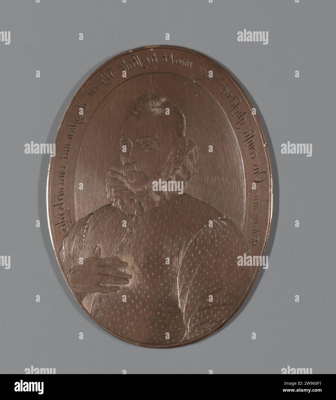 Medallion with the portrait of a man half -length, c. 1580 Copper ...