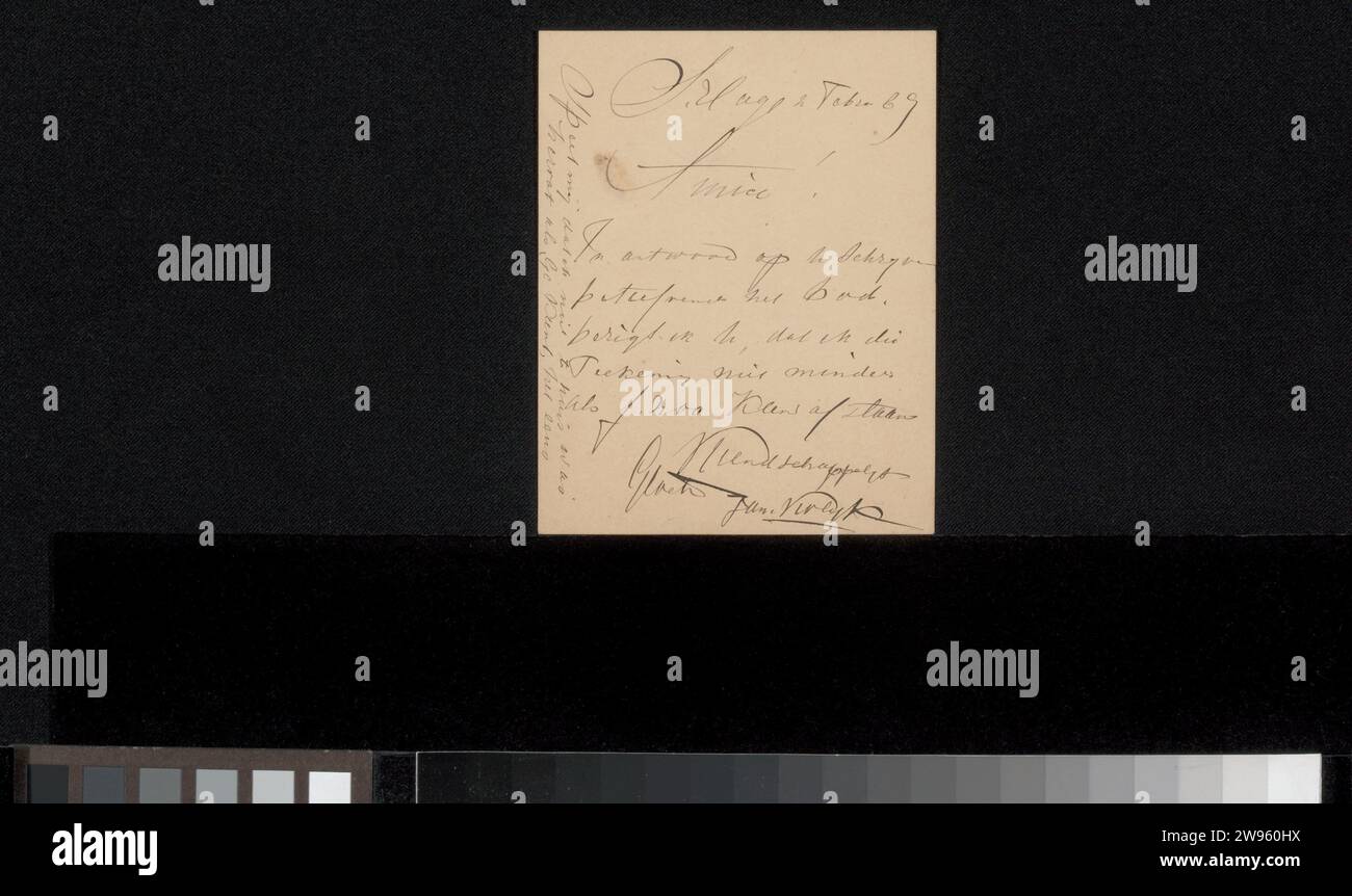 Letter to Philip Zilcken, Jan Vrolijk, 1889 letter The Hague cardboard ...