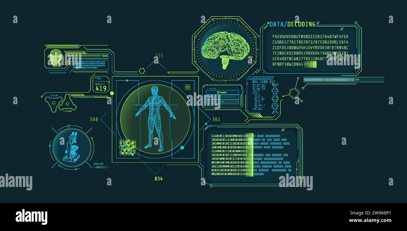 Futuristic brain research program interface with data decoding Stock Vector Image & Art - Alamy