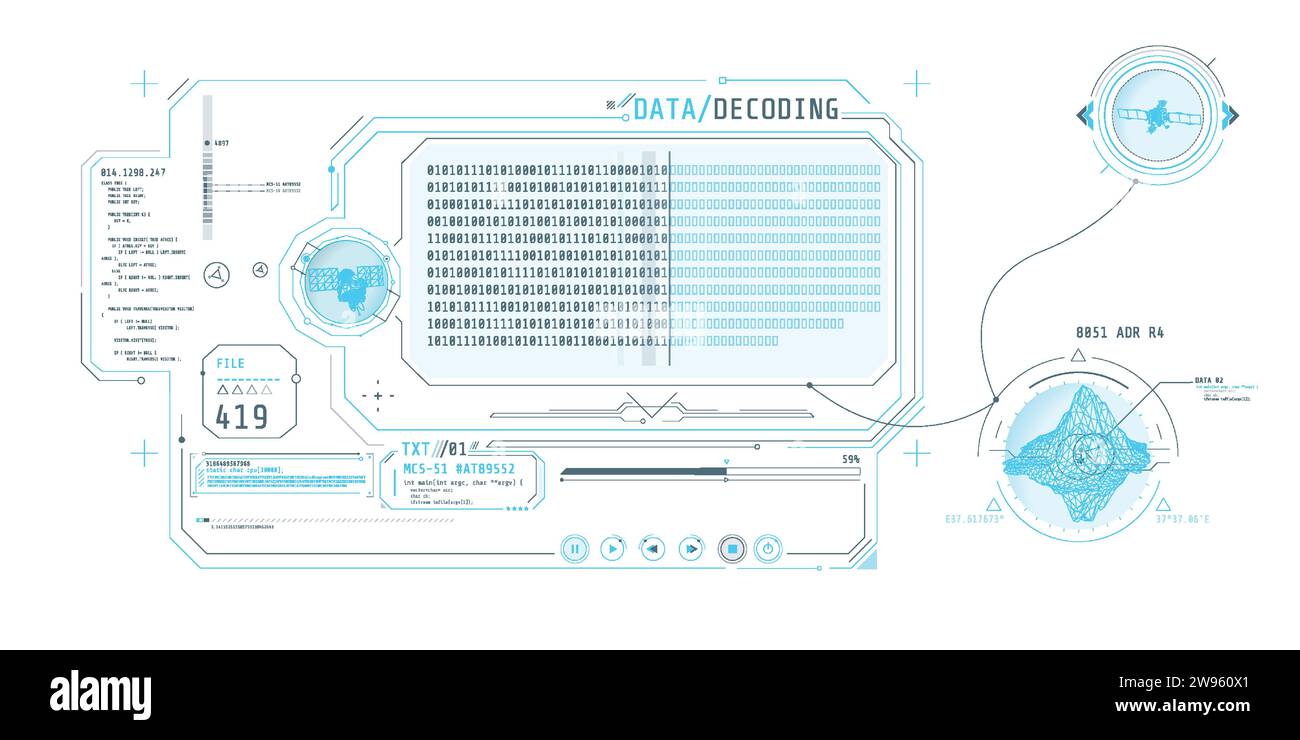 Interface for decoding object data received from satellite Stock Vector ...