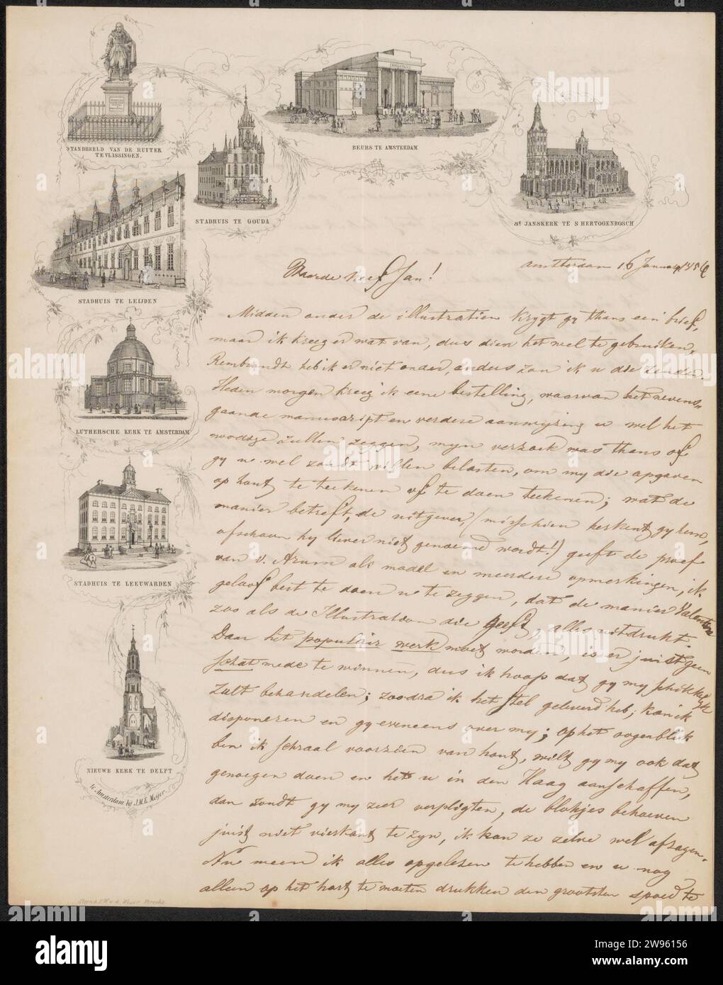 Letter Aan Jan Weissenbruch, Isaac Weissenbruch, 1854 letter ...