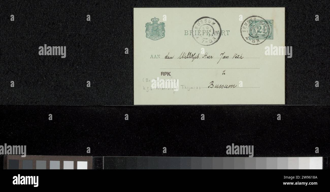 Postcard to Jan Veth, Karel Johan Lodewijk Alberdingk Thijm, 1899 Baarn ...