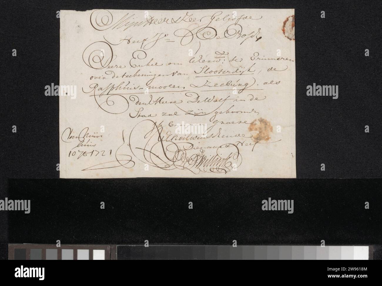 Letter to Jeronimo de Bosch (II), Daniël Willink, 1721 letter paper ...