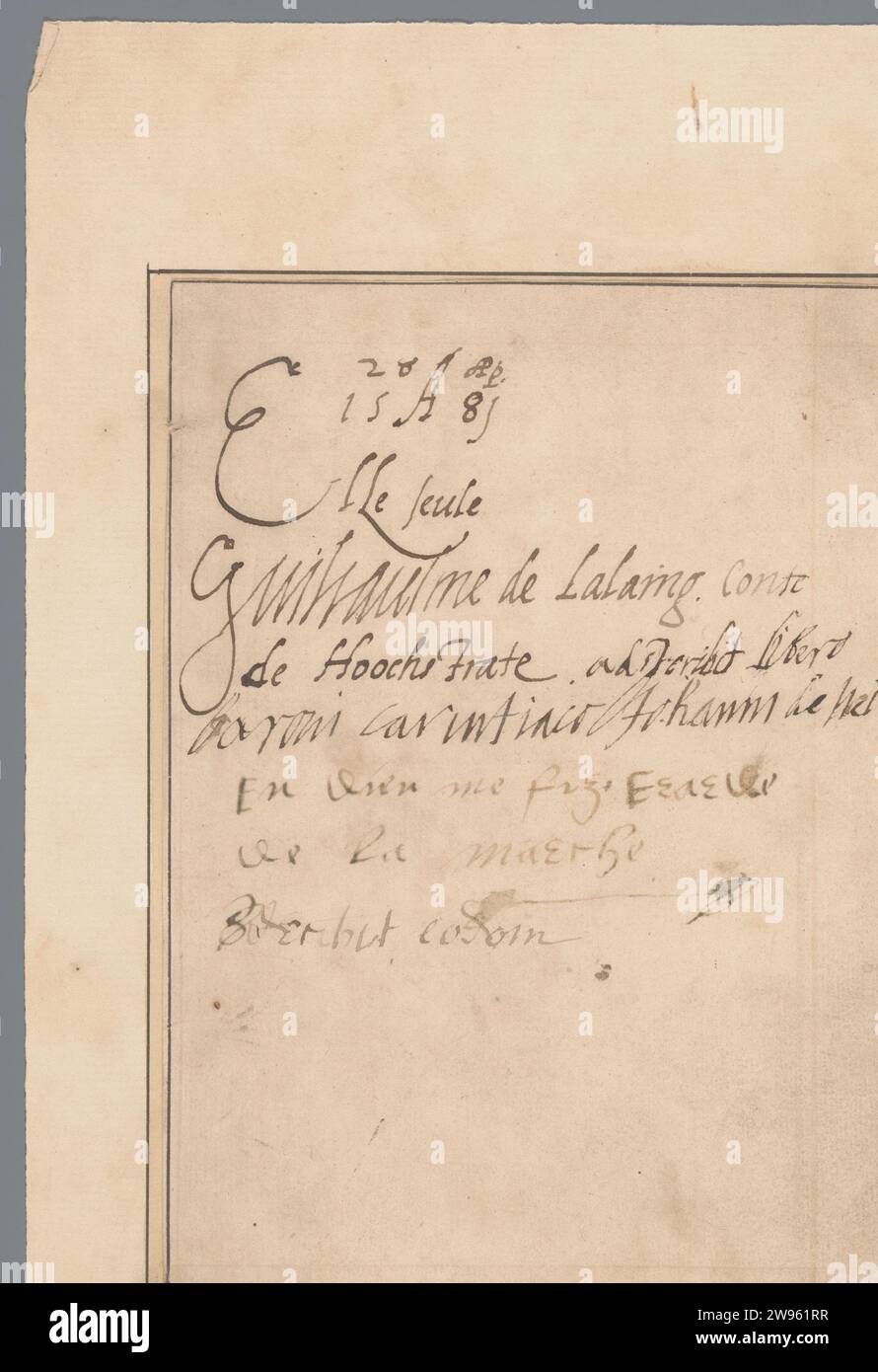 Leaf with signatures, Floris van Pallandt, 1581 document Leaf with ...