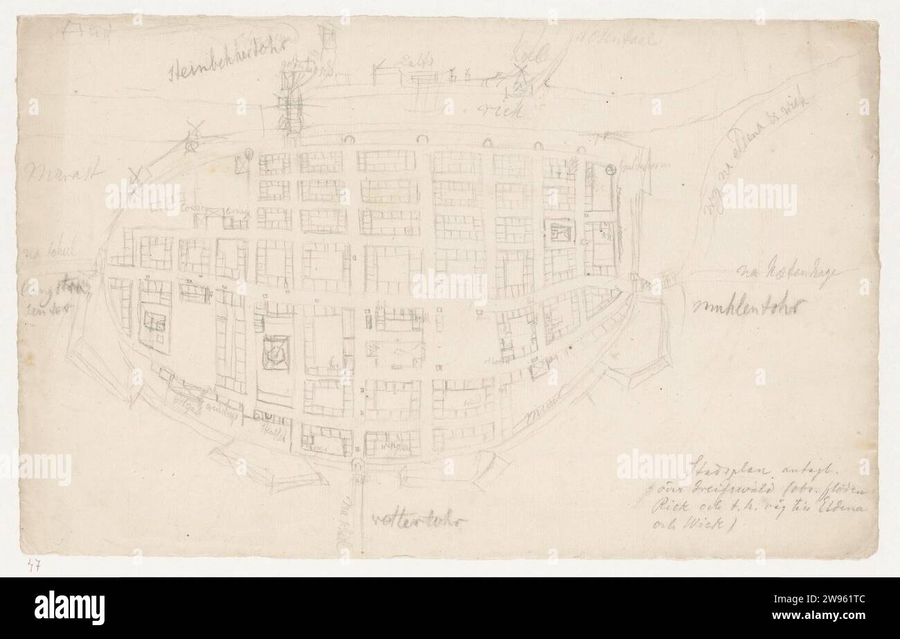 Map of Greifswald, Jan Brandes, 1765 - 1768 drawing Map of Greifswald ...