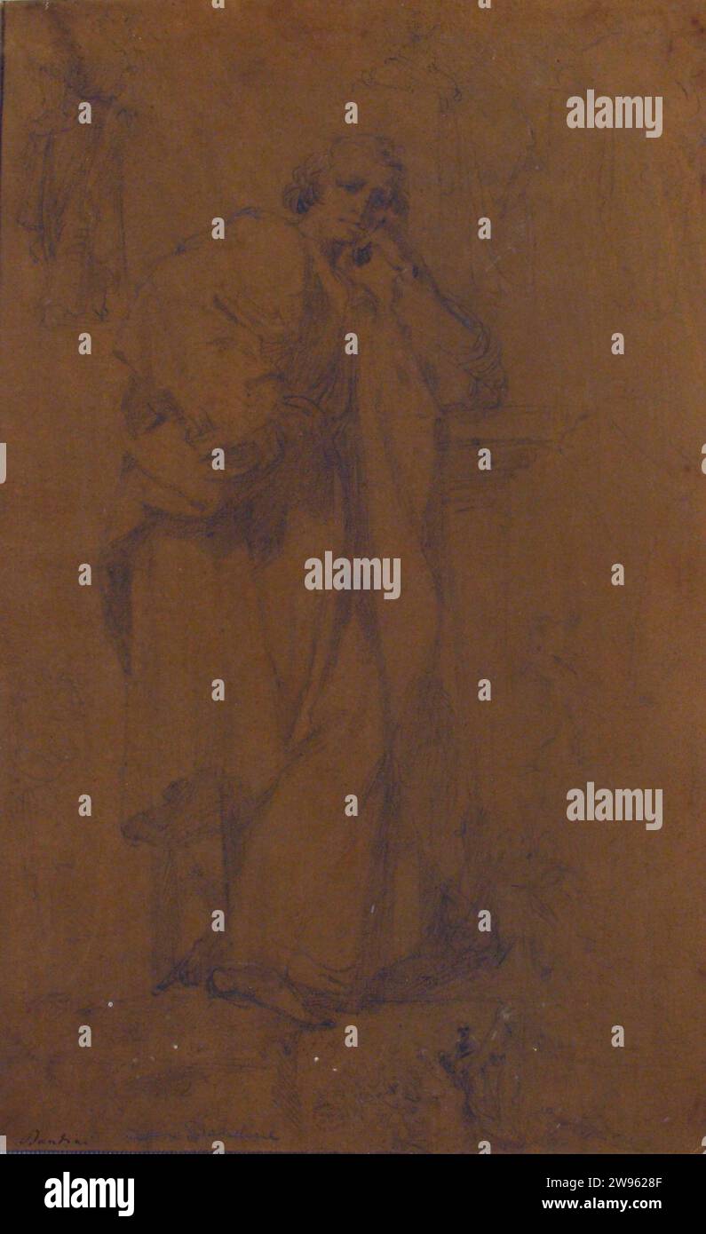 Standing Draped Male Figure, His Left Arm Resting on a Pillar 1887 by ...