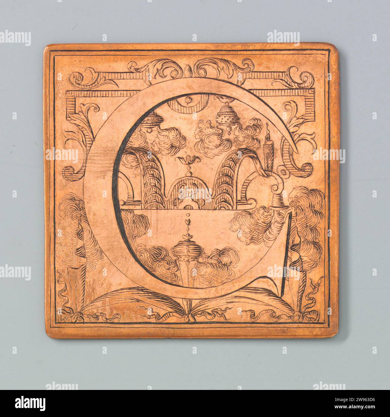Decorated letter C, c. 1700 - c. 1799 copper (metal) etching Stock ...