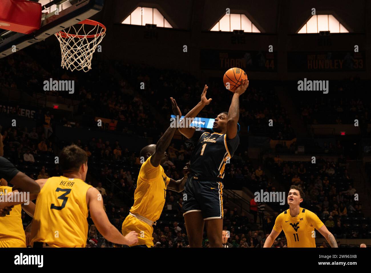 Morgantown, WV, USA. 23rd Dec, 2023. December 23, 2023: Javan Simmons ...