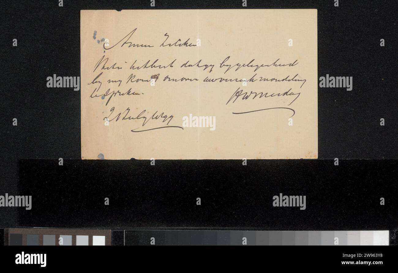 Letter to Philip Zilcken, 1899 letter The Hague paper. ink writing ...