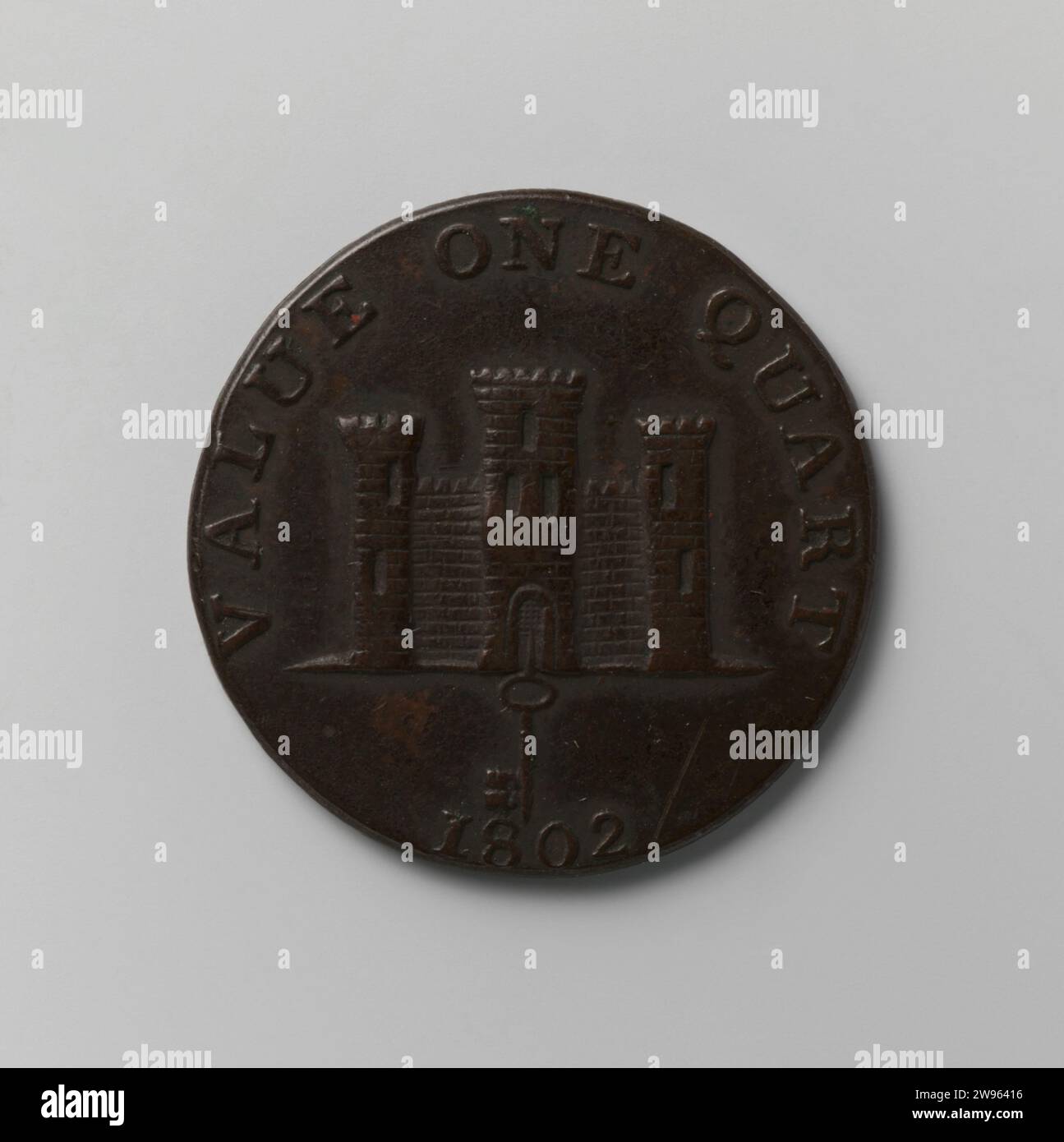 Quart from Gibraltar, 1802 ,, 1802 coin Copper private currency. Front ...