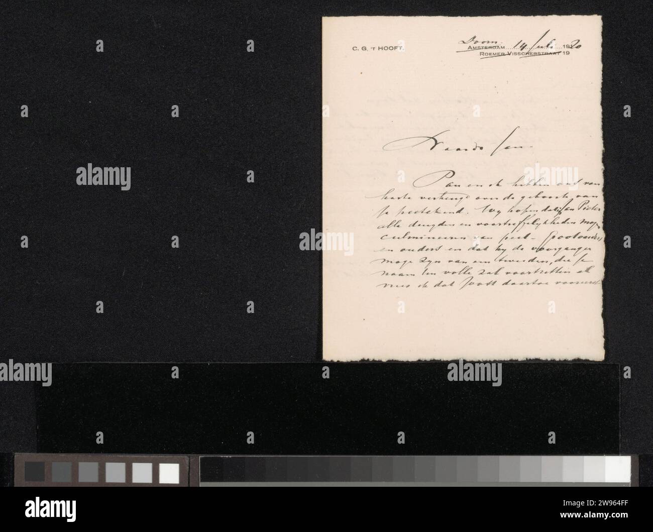 Letter to Jan Veth, Cornelis Gerardus' t Hooft, 1920 letter Thorn paper ...