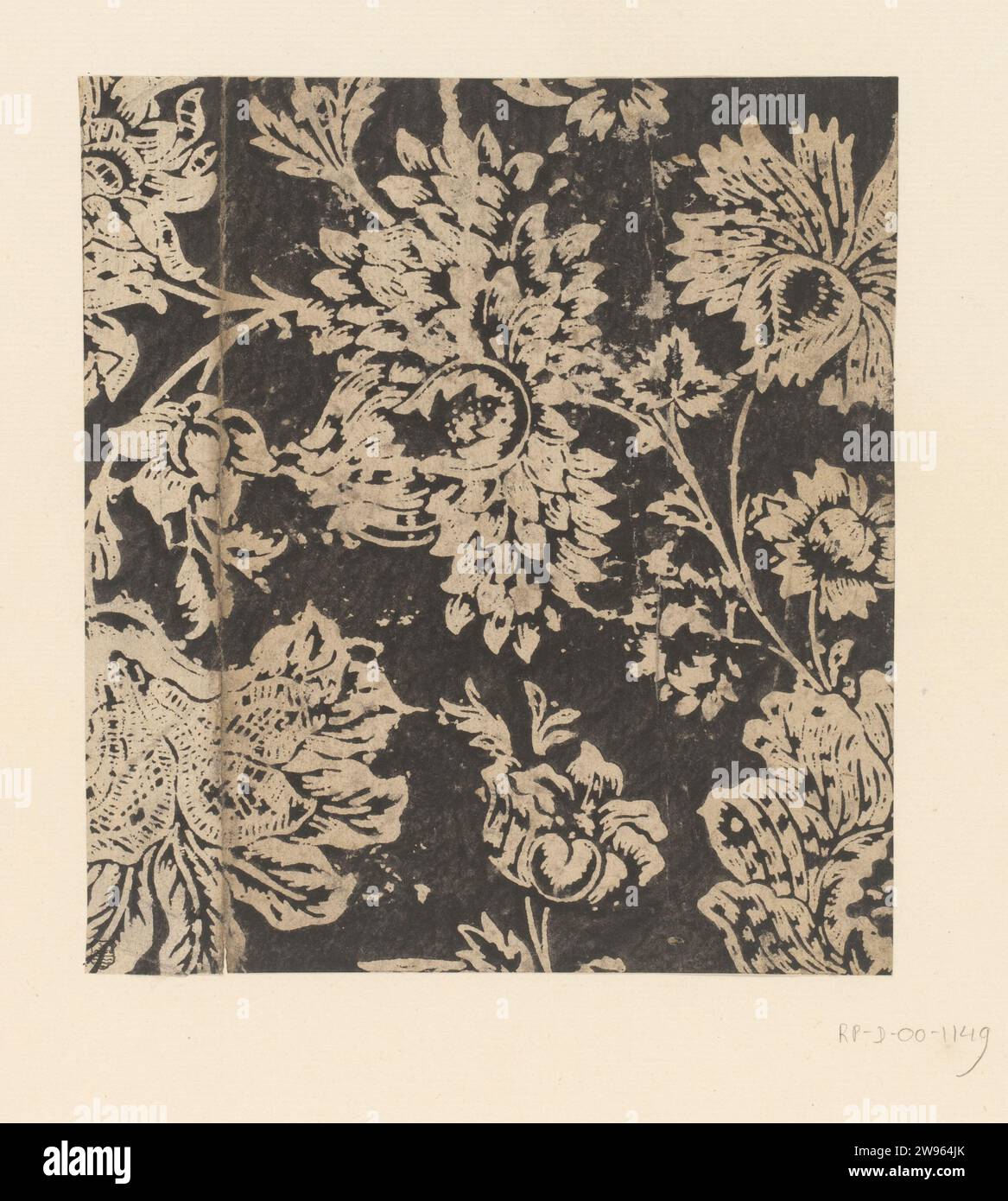 Blow pattern of flowers, anonymous, 1700 - 1850 Leaf with spreading ...