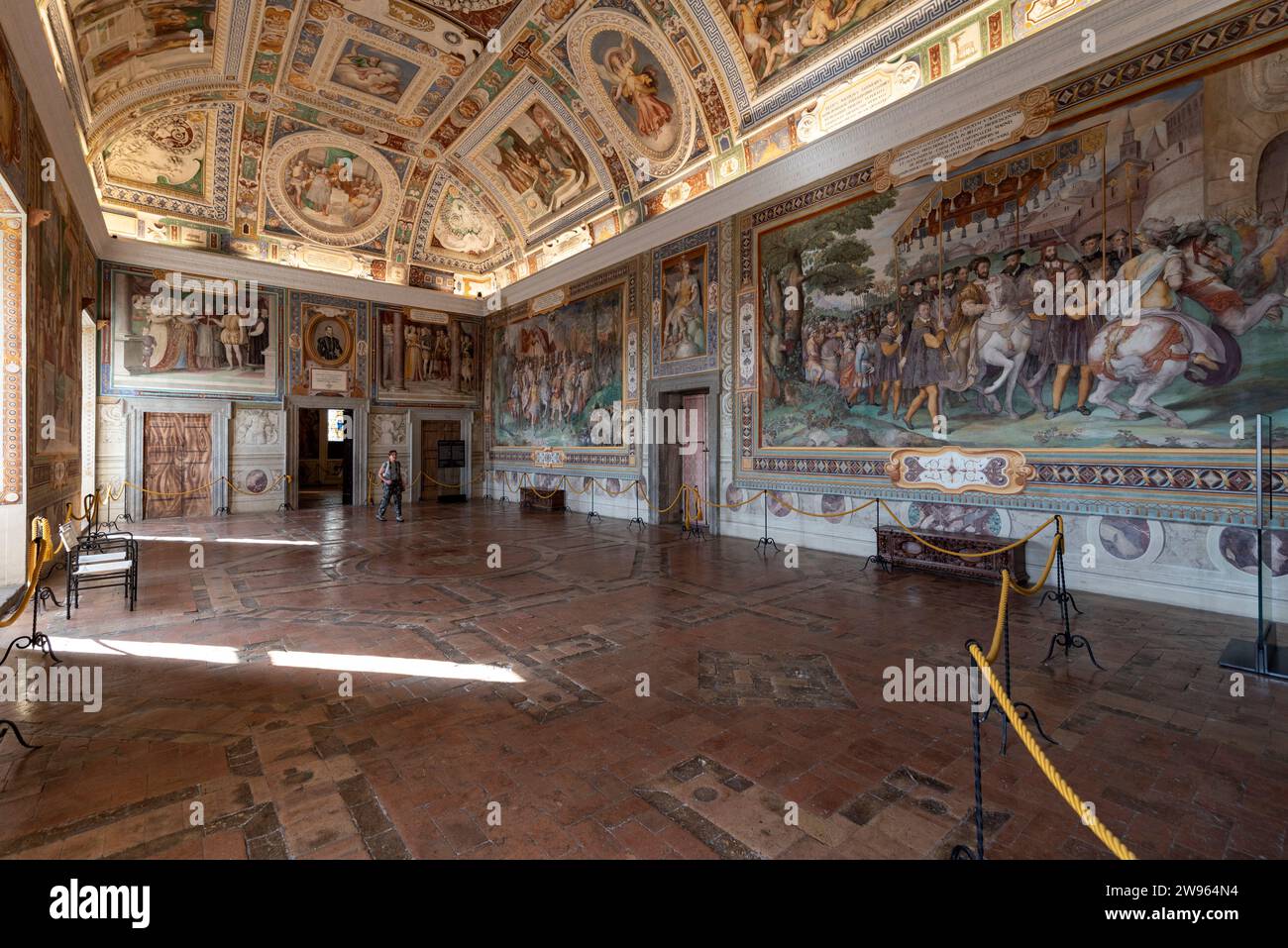 Interiors of the Palazzo Farnese. One of the many large rooms ...