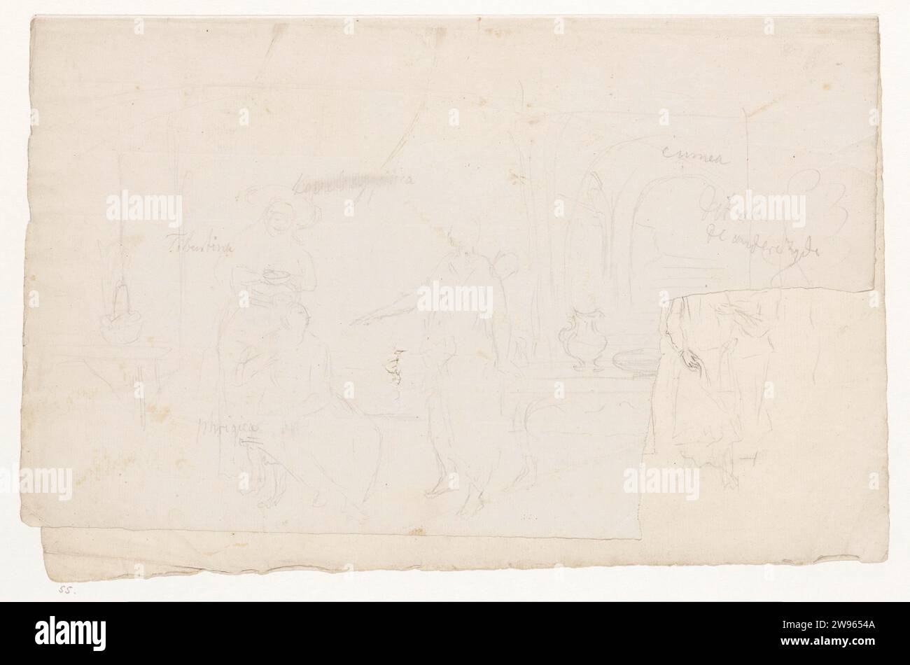 Sketsblad, Jan Brandes, 1770 - 1787 drawing Double folded leaf with ...