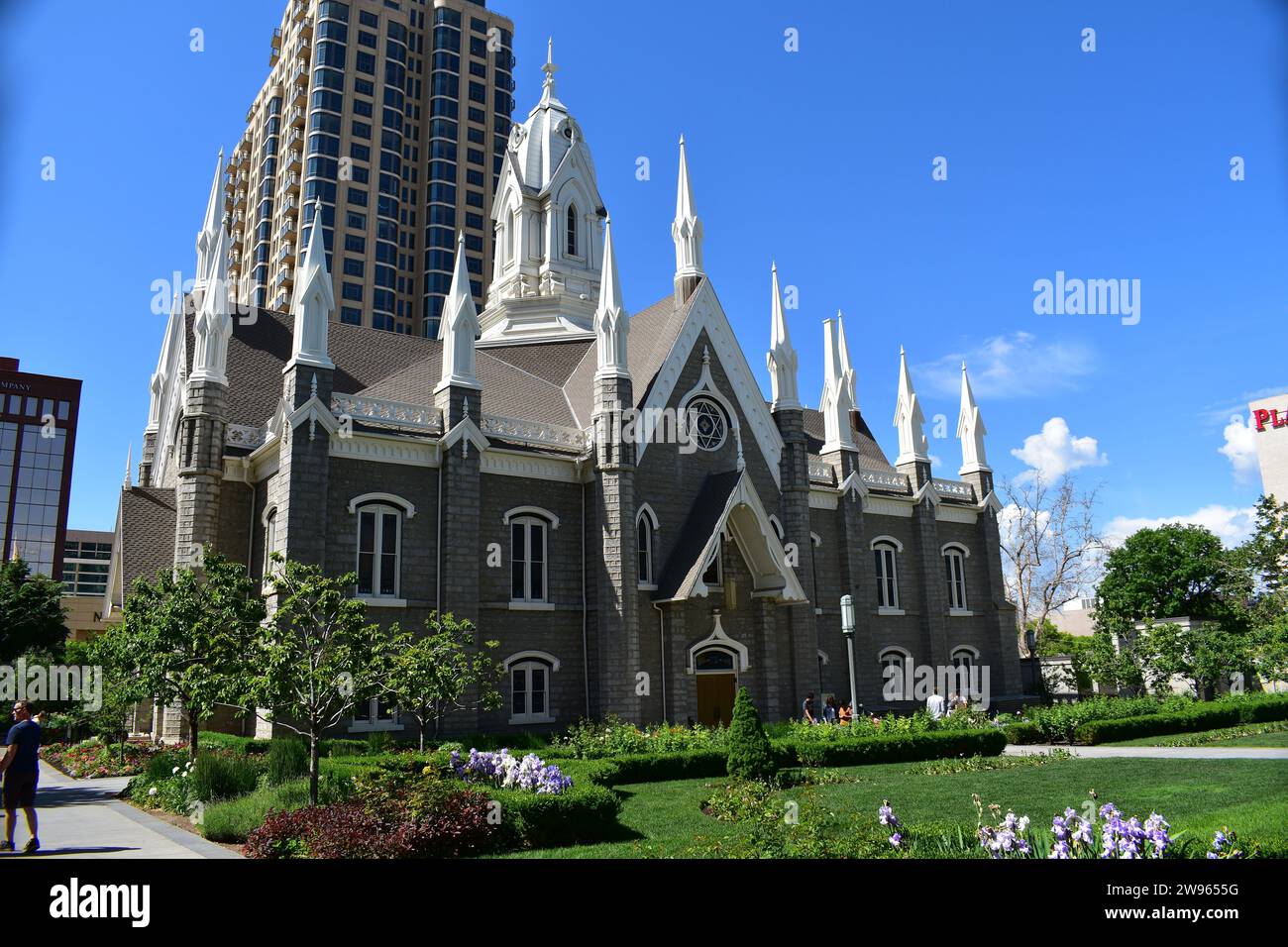 The Mormon Assembly Hall next to the Salt Lake City Tabernacle Stock ...