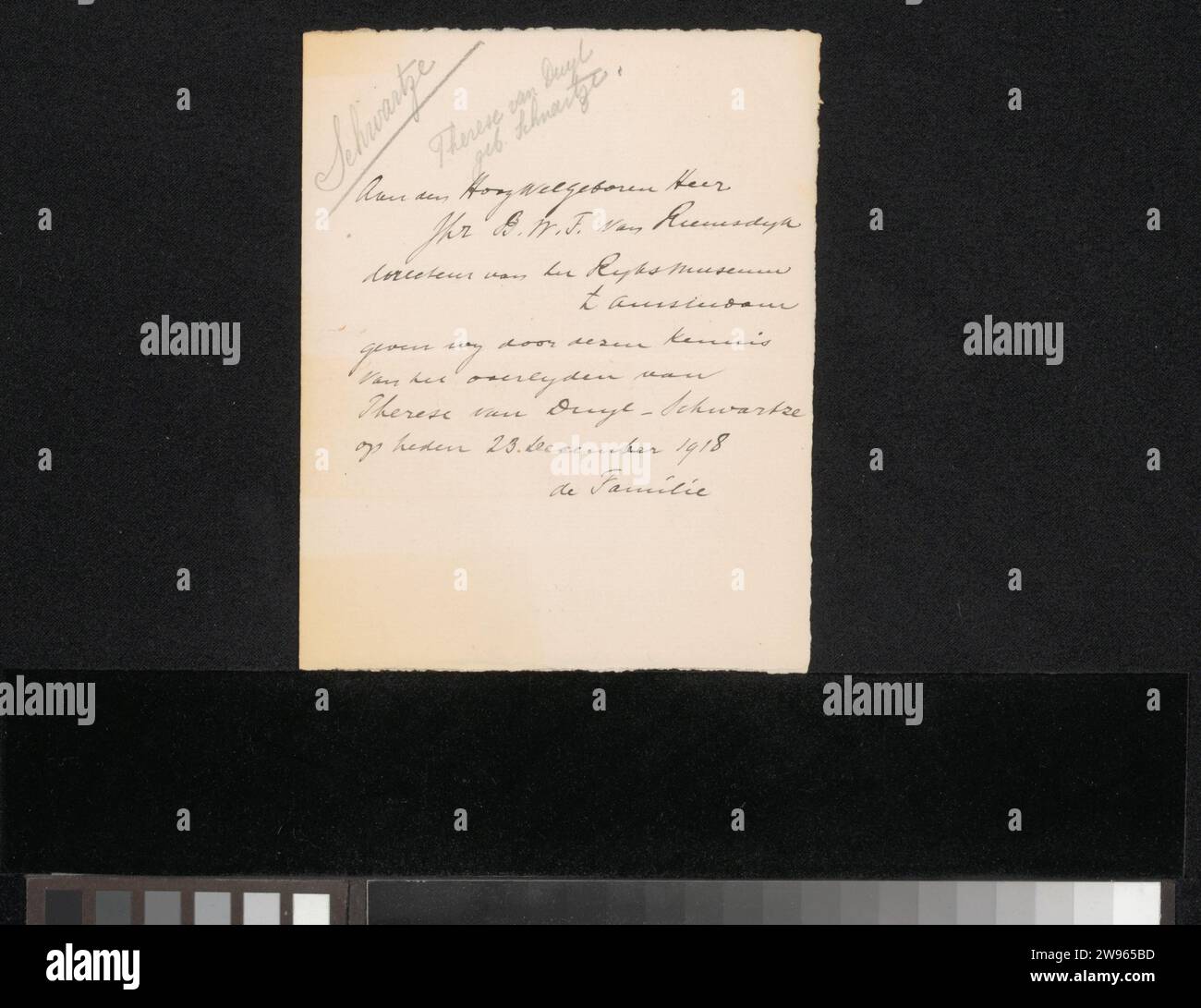 Letter to Jonkheer Barthold Willem Floris van Riemsdijk, Unknown, 1918 ...