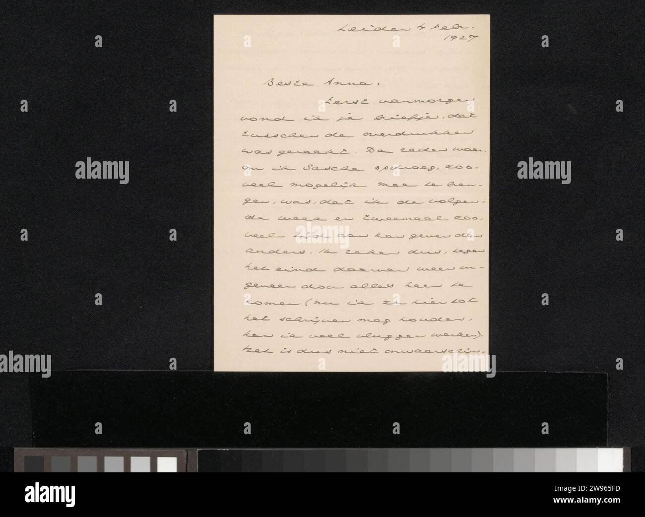 Letter to Anna Dorothea Dirks, Johan Huizinga, 1927 letter Leiden paper ...