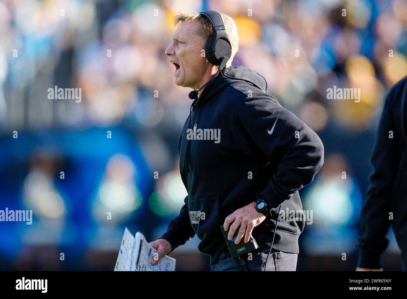 Carolina Panthers interim head coach Chris Tabor yells during the first ...