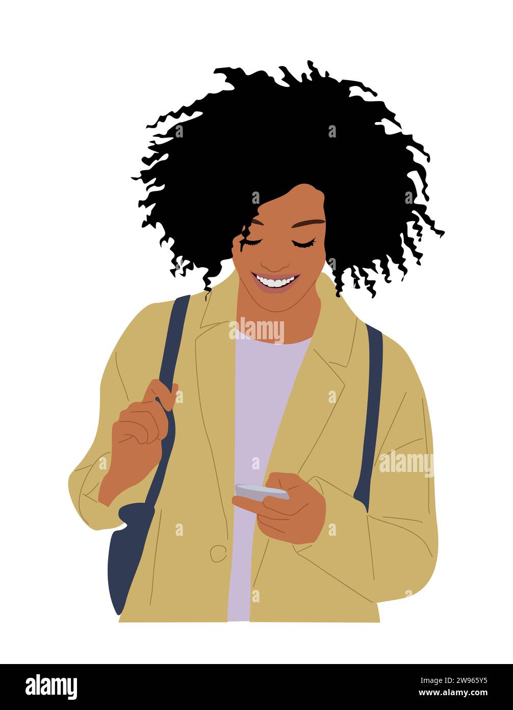Young Woman Holding Mobile Phone Vector Isolated Stock Vector Image