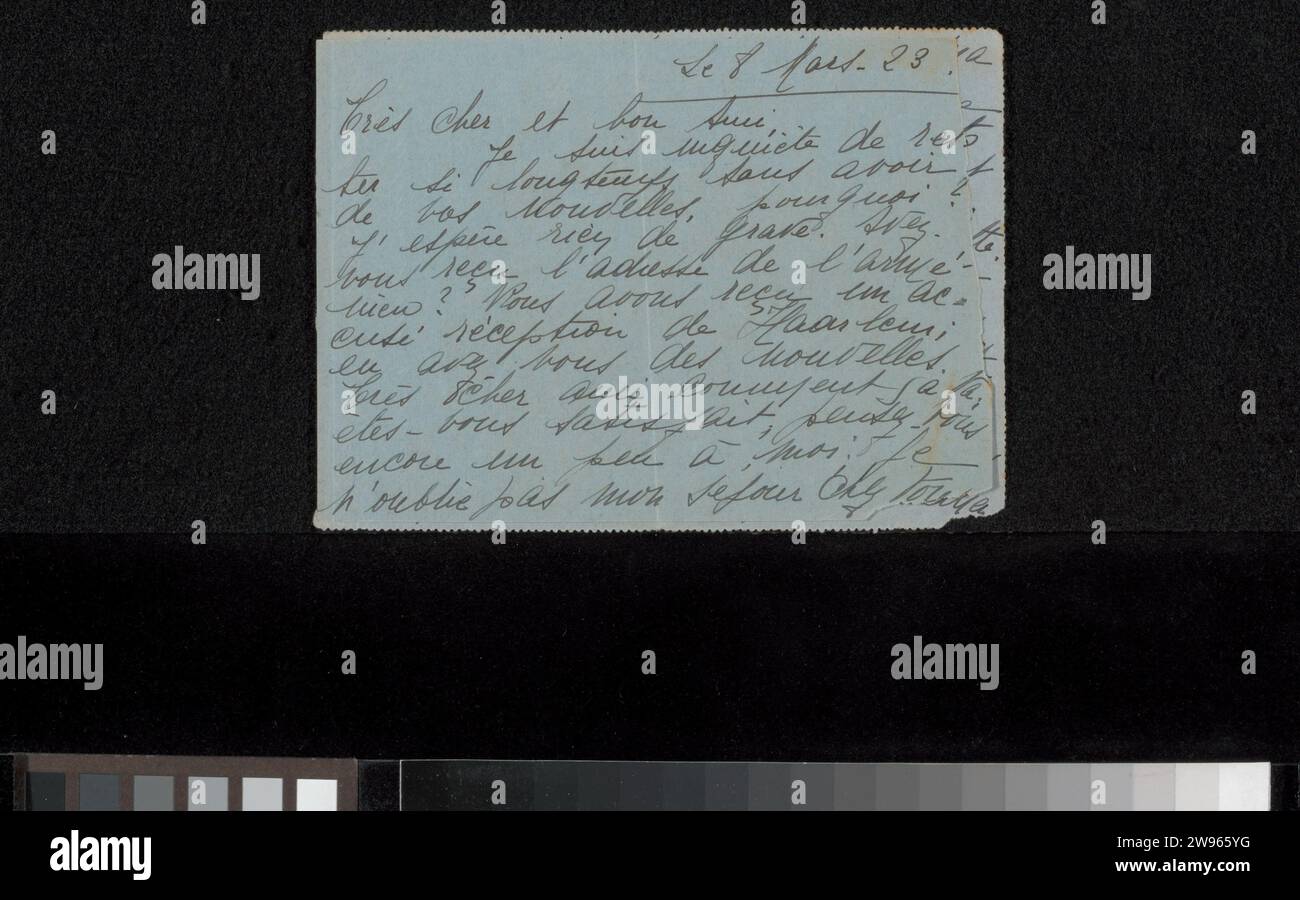 Letter to Philip Zilcken, 1923 letter Paris paper. ink writing ...