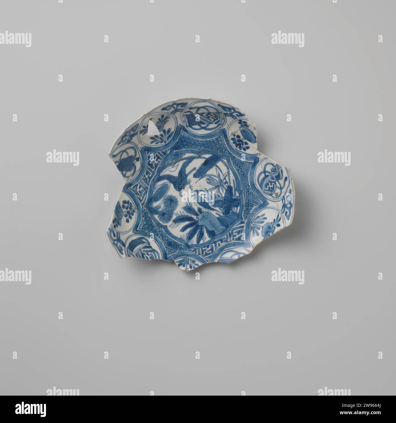 Fragmented dish of Chinese porcelain from the wreck of the Dutch East ...