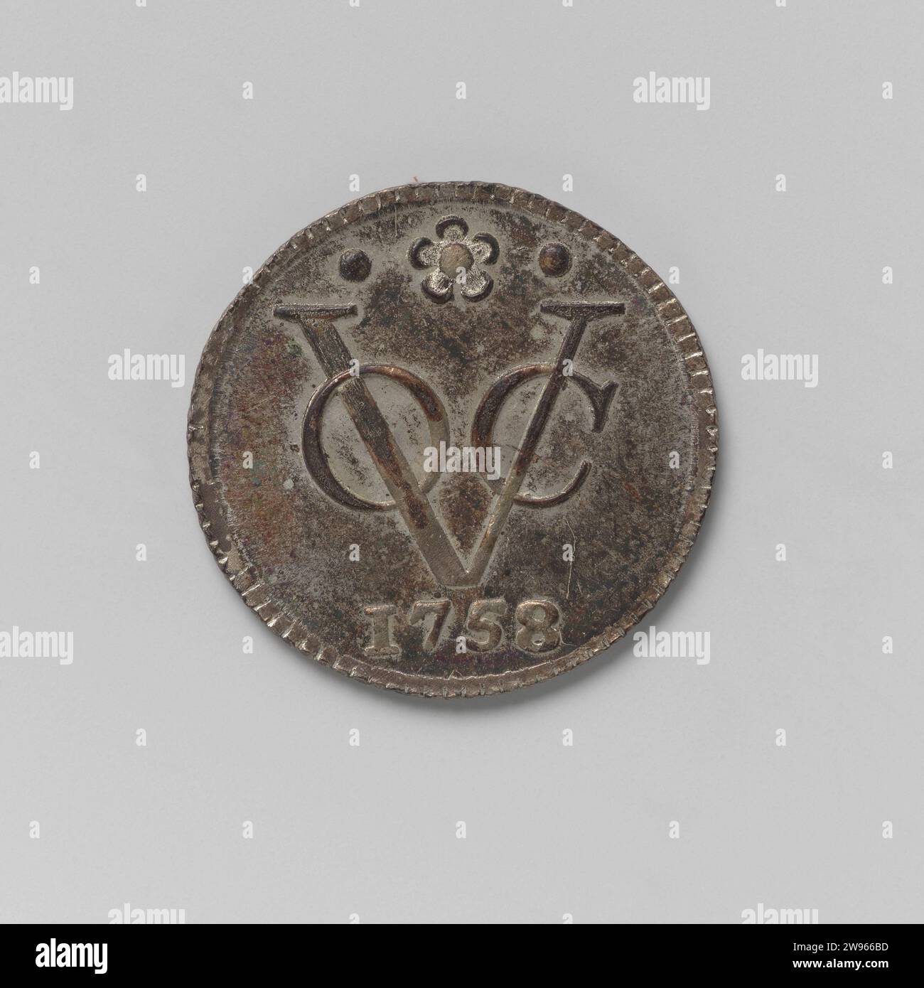 Silver exit of a ½ penny from the VOC from Holland, 1758, United ...