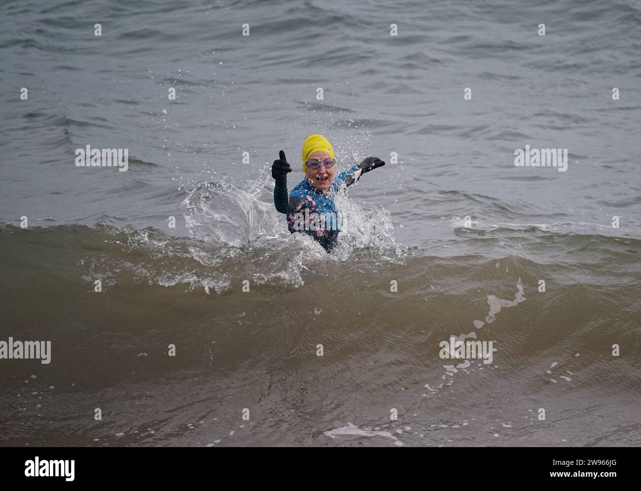 A swimmer in the sea in Dawlish Warren, south Devon. Picture date ...