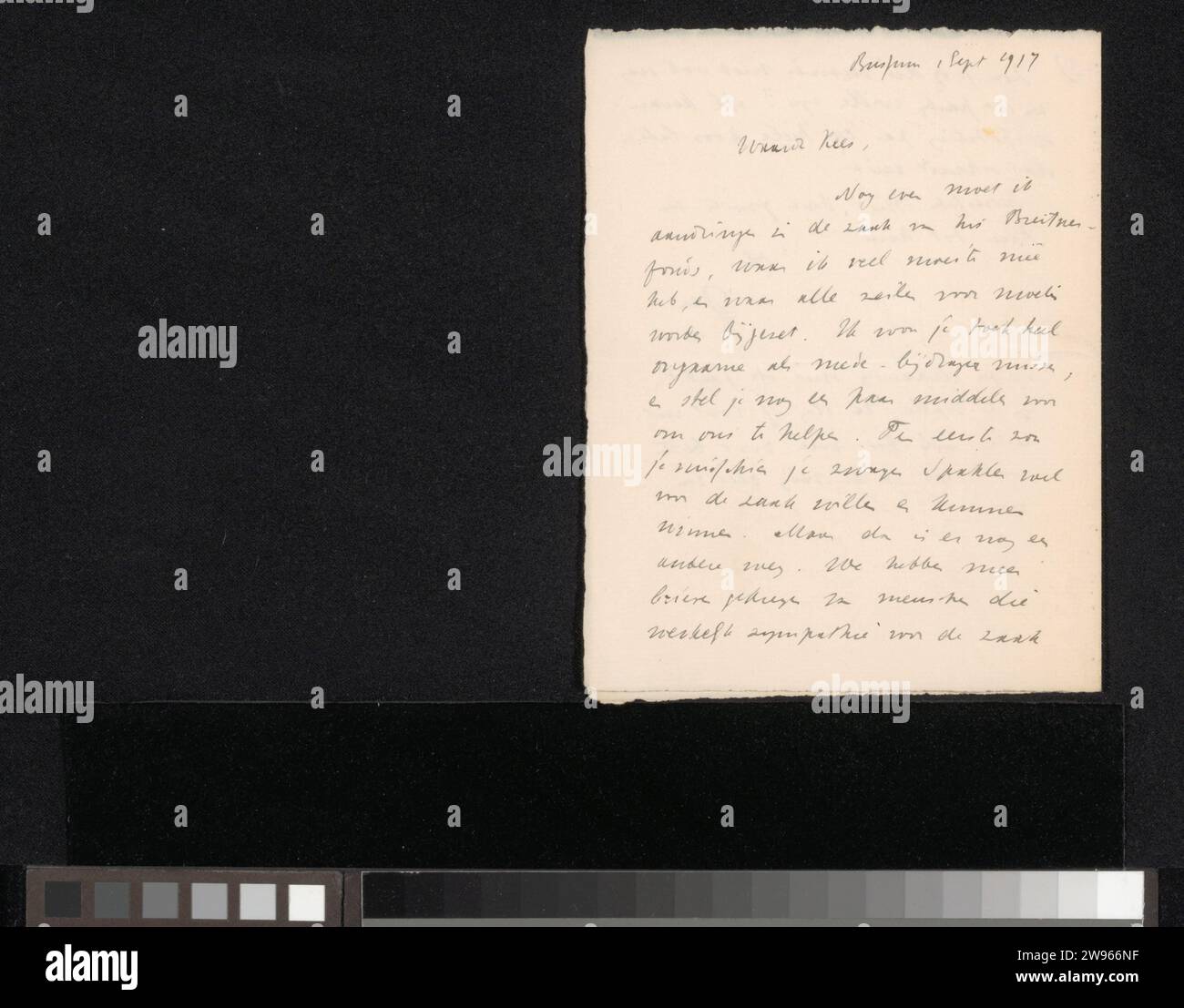 Letter to Cornelis Gerardus' t Hooft, Jan Veth, 1917 letter Bussum ...