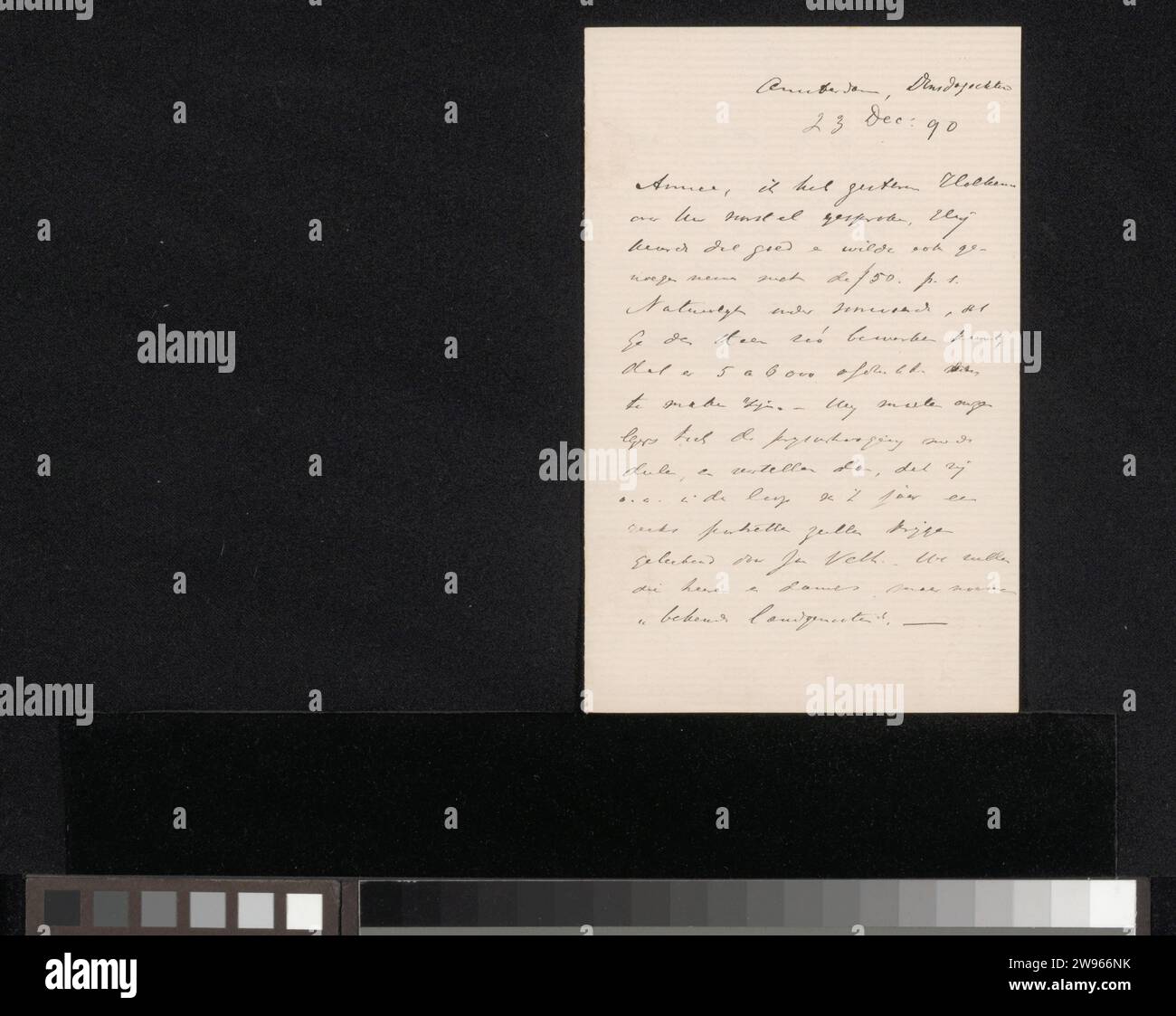 Letter to Jan Veth, Johannes de Koo, 1890 letter Amsterdam paper. ink ...