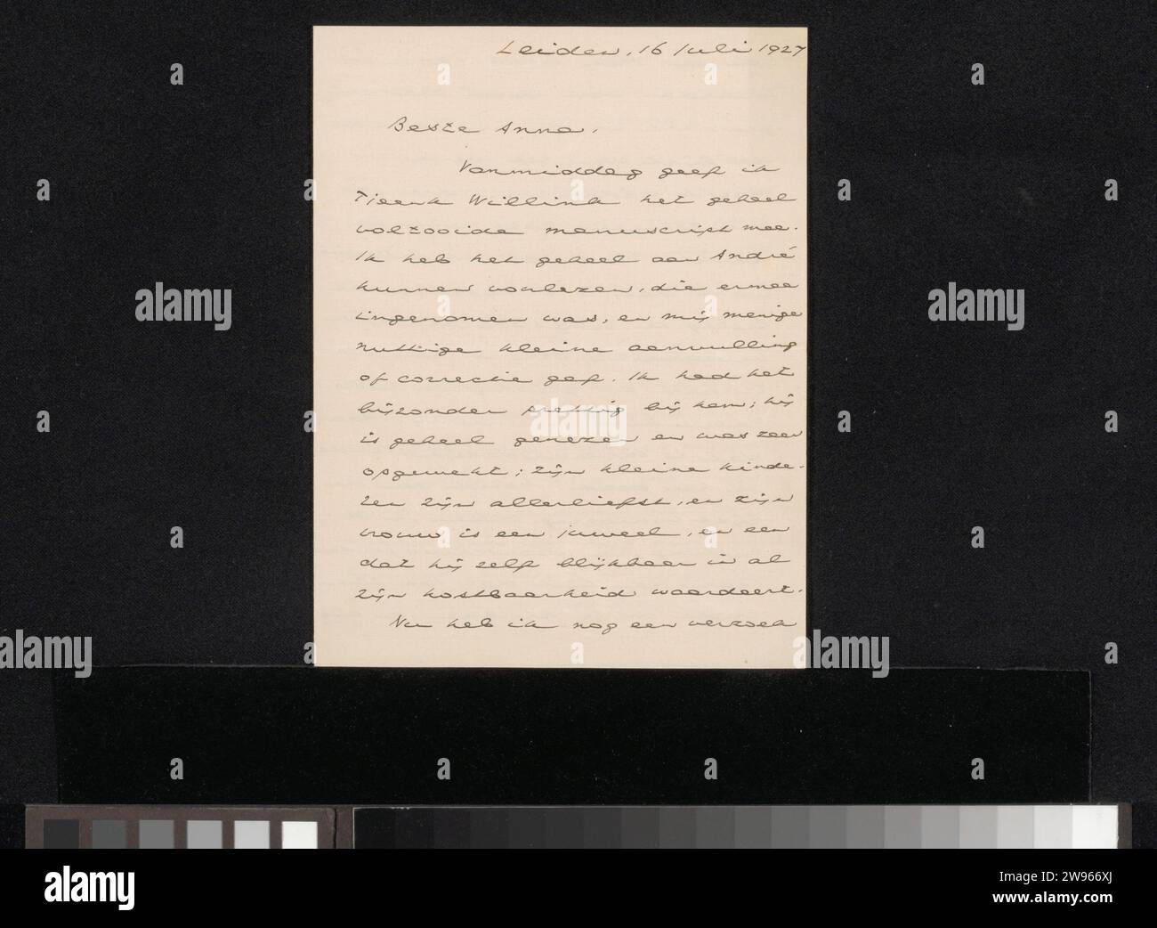 Letter to Anna Dorothea Dirks, Johan Huizinga, 1927 letter Leiden paper ...
