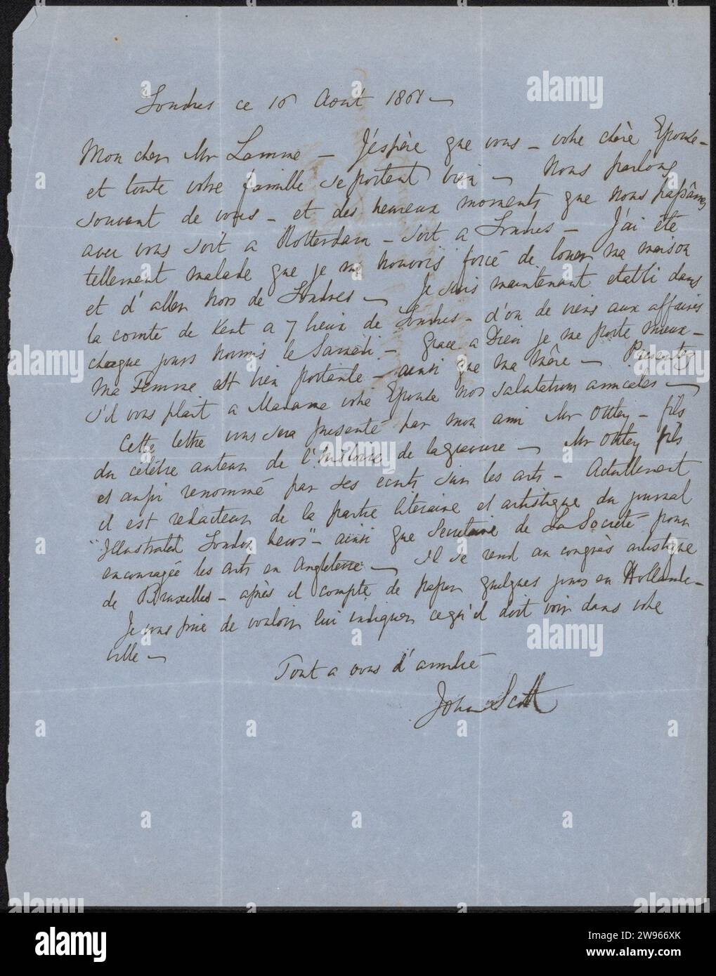 Letter to Ary Johannes Lamme, John Scott, 1861 letter London paper. ink writing (processes ...