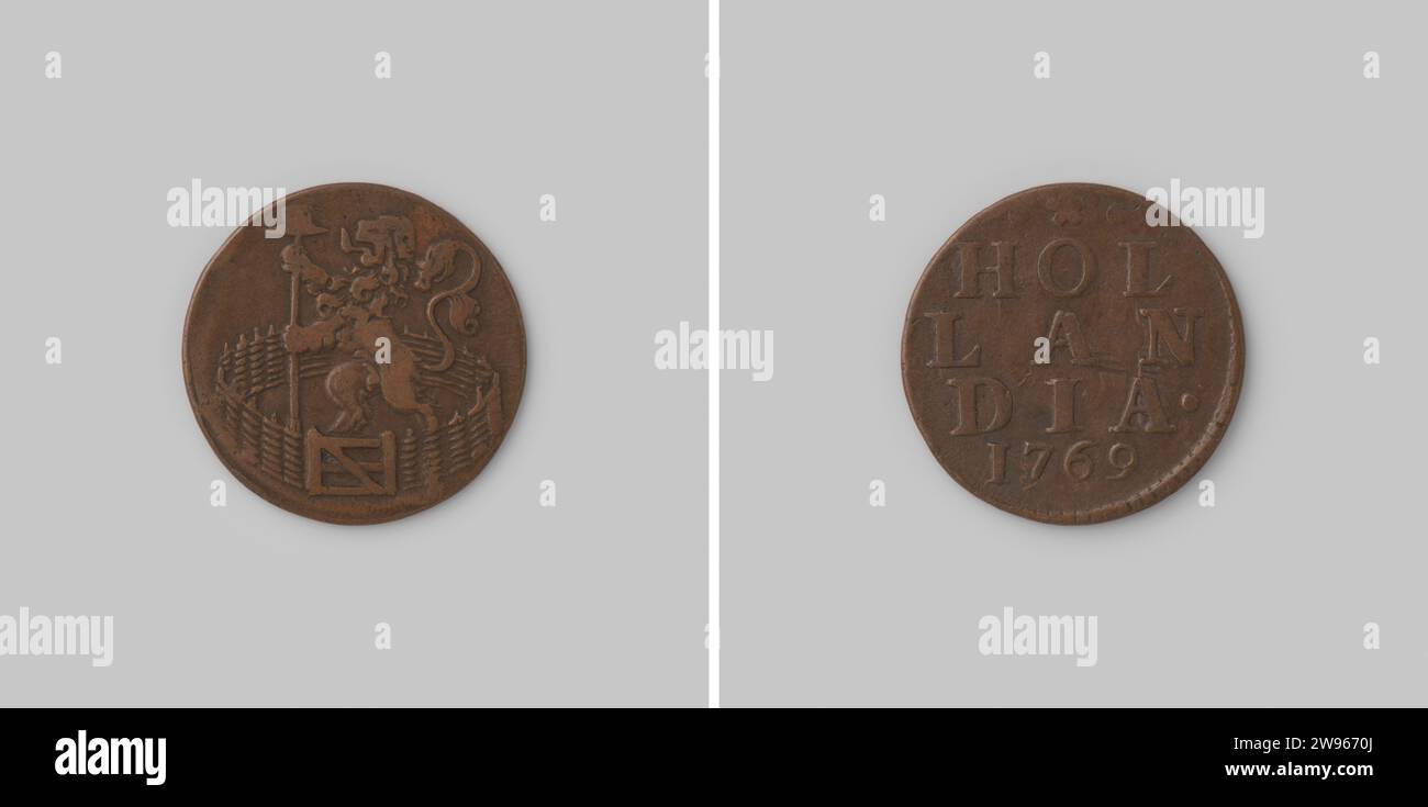 Hollandse Duit, 1769, Province of Holland, 1769 coin Front: Inside ...