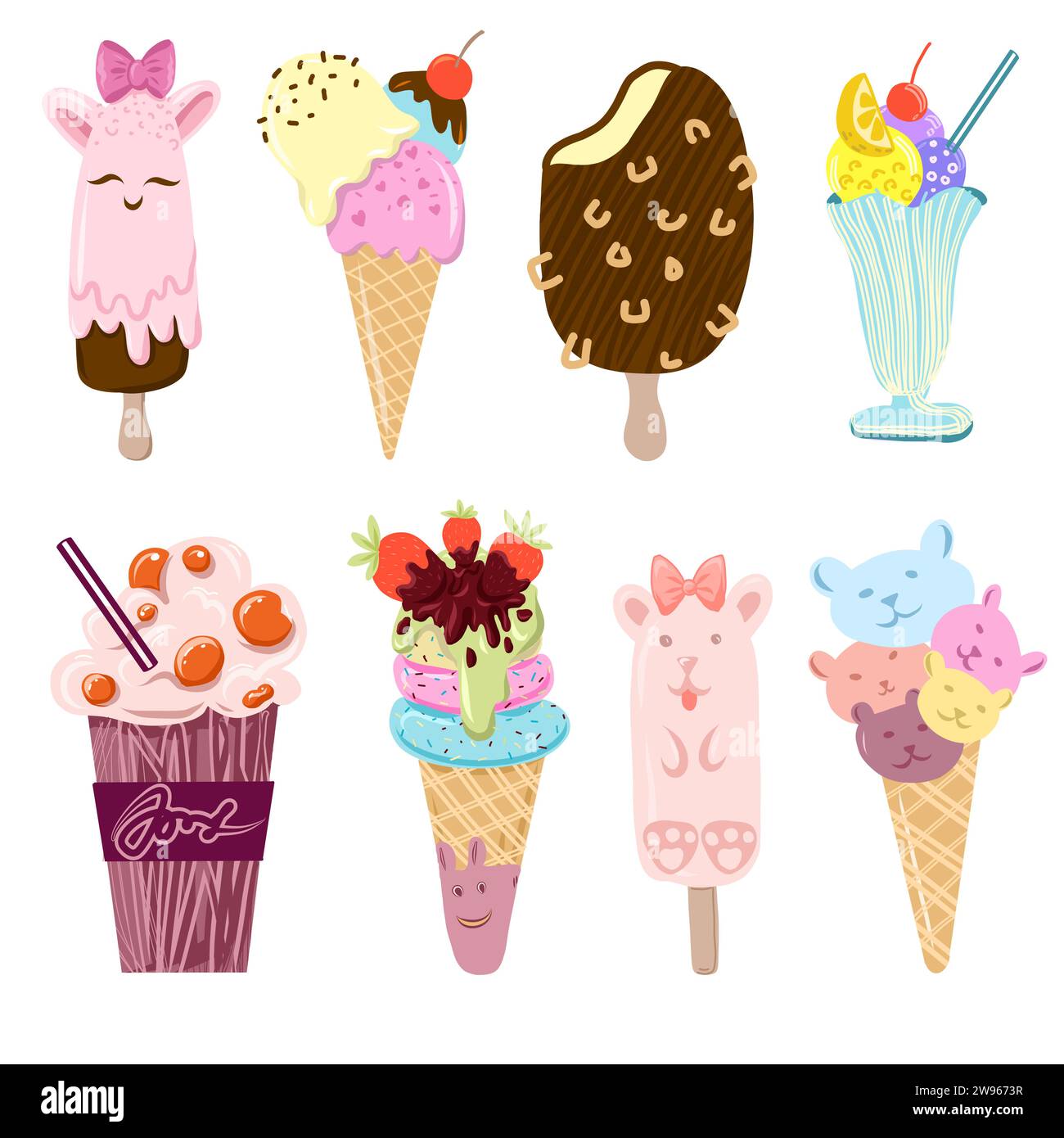 Cartoon-style Ice Cream Illustrations Stock Vector Image & Art - Alamy