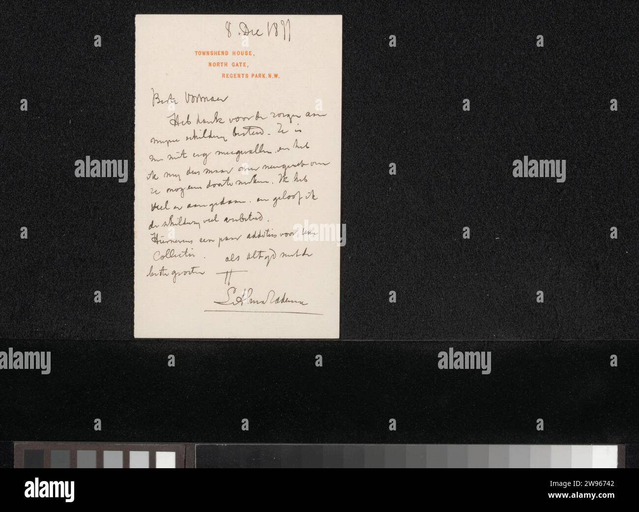 Letter to Carel Vosmaer, Lourens Alma Tadema, 1877 letter London paper ...