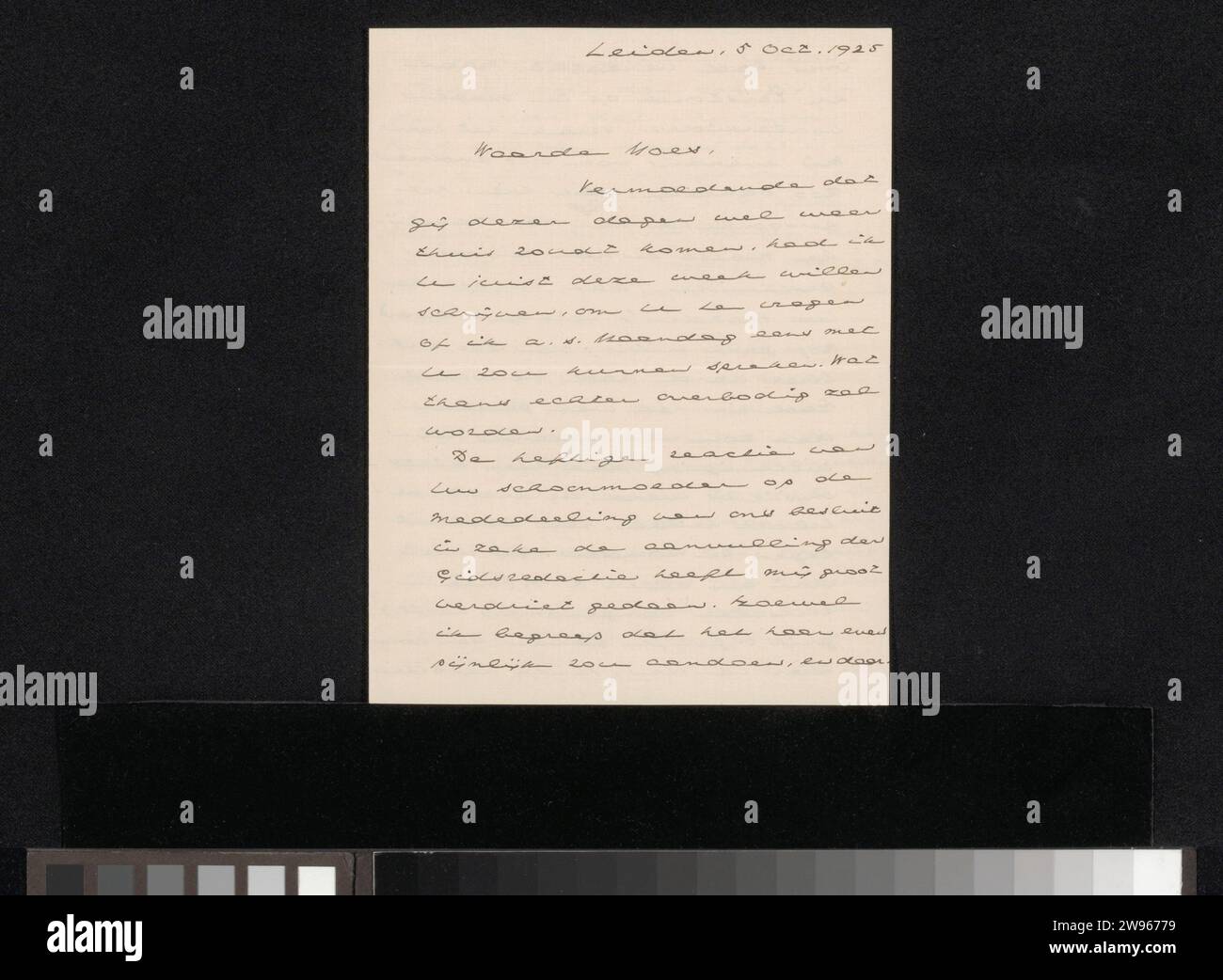 Letter to Christiaan Moes, Johan Huizinga, 1925 letter Leiden paper ...