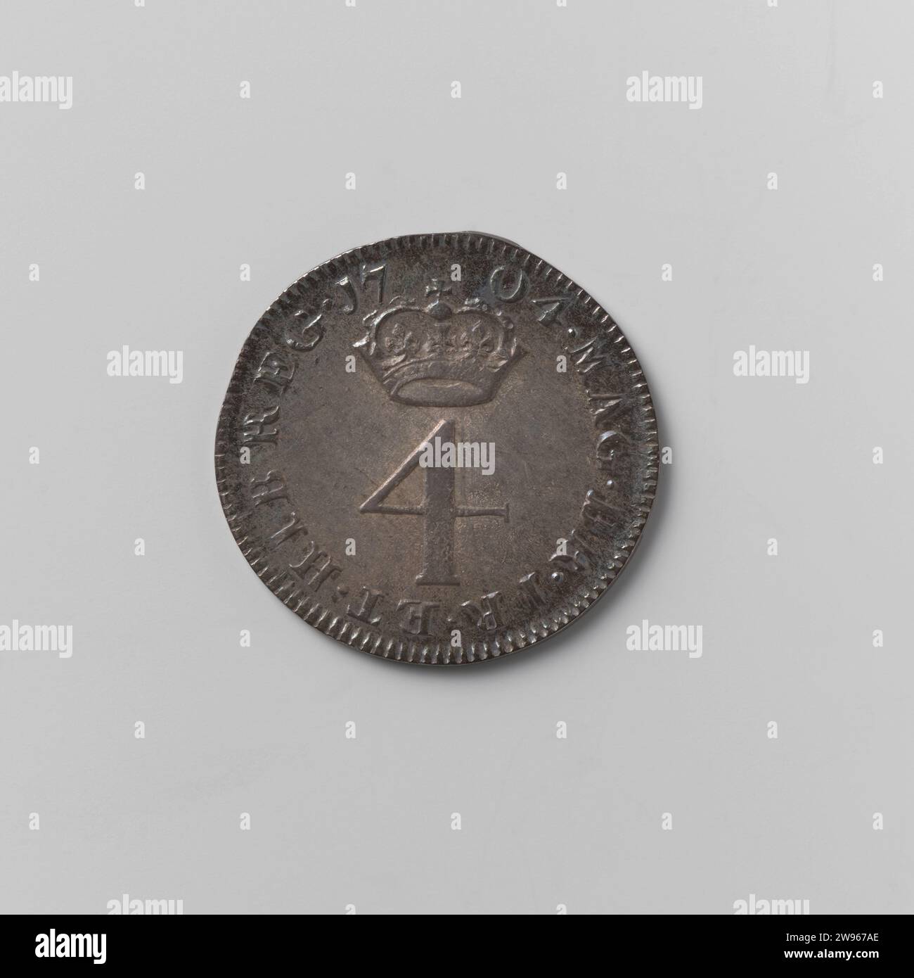 4 Pence from England van Anne, 1704 ,, 1704 coin Silver coin. Front ...