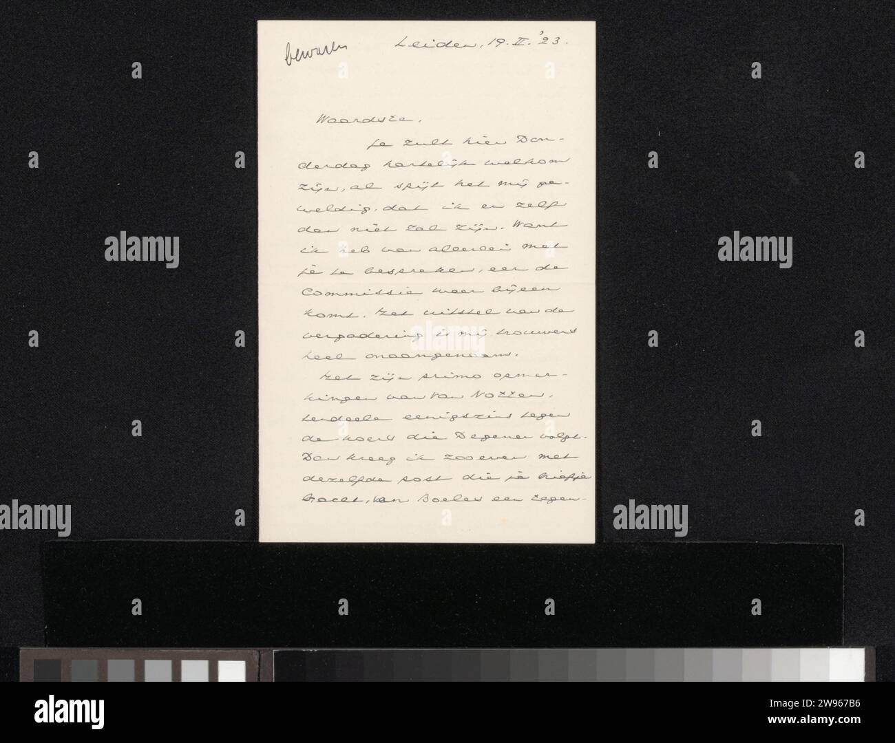 Letter to Jan Veth, Johan Huizinga, 1923 letter Leiden paper. ink ...