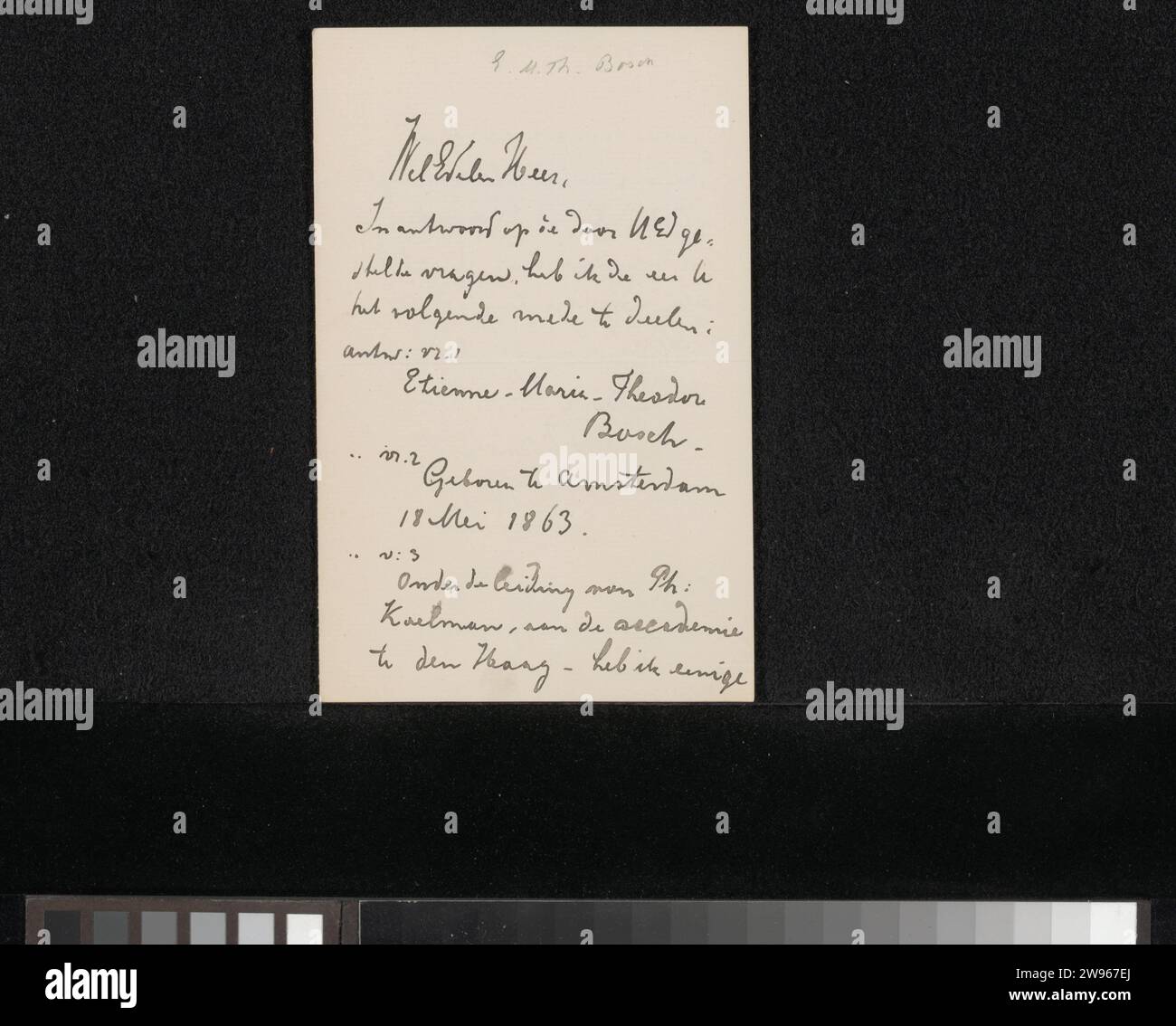 Letter to Pieter Haverkorn van Rijsewijk, Etienne Bosch, 1899 letter ...