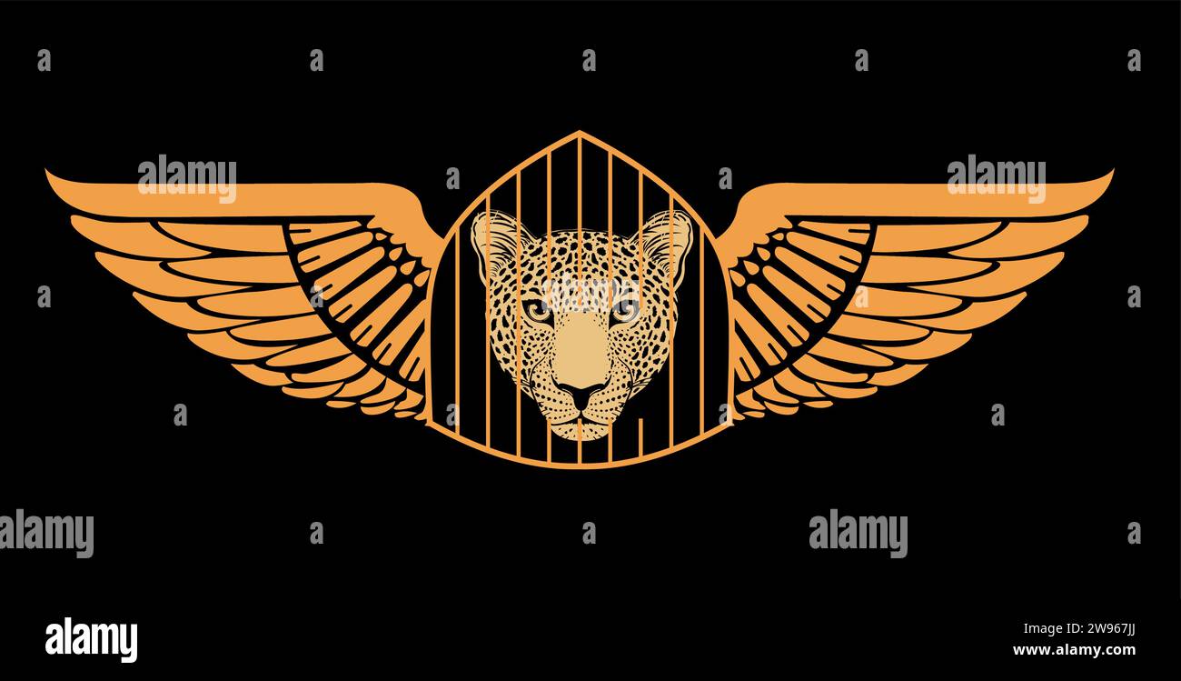 Design for cage t-shirt with wings and leopard head Stock Vector Image ...