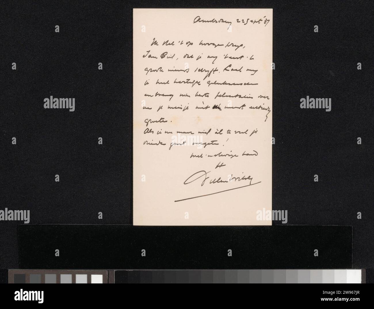 Letter to Jan Veth, Willem Witsen, 1887 letter Amsterdam paper. ink ...