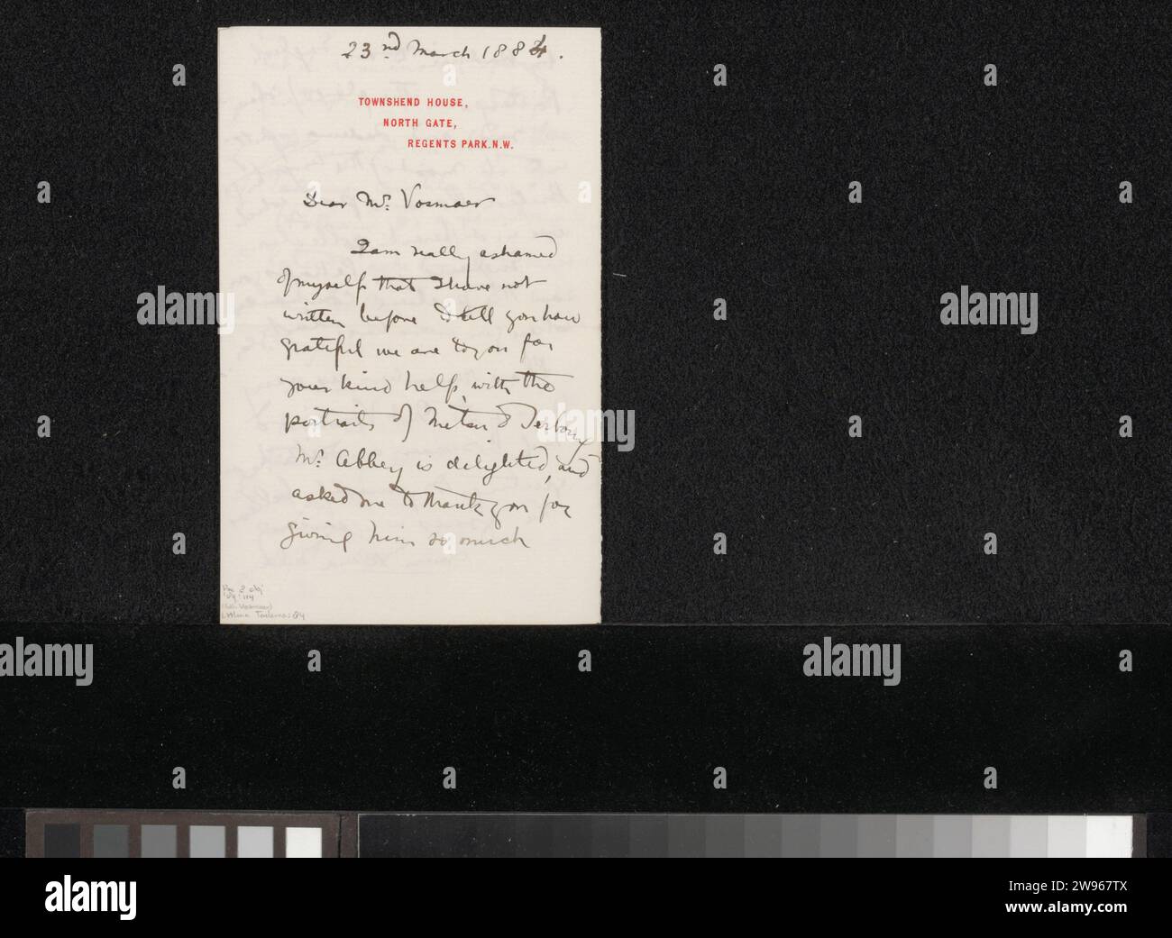 Letter to Carel Vosmaer, Laura Theresa Alma Tadema (Lady), 1884 letter ...