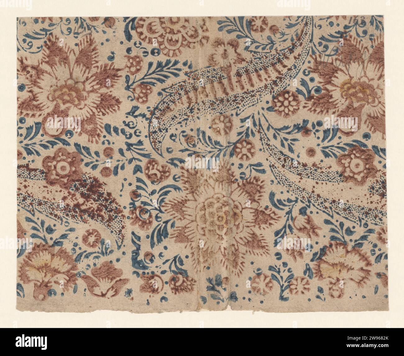 Leaf with pattern of flowers and sheets, anonymous, c. 1750 - c. 1790 Leaf with pattern of ...