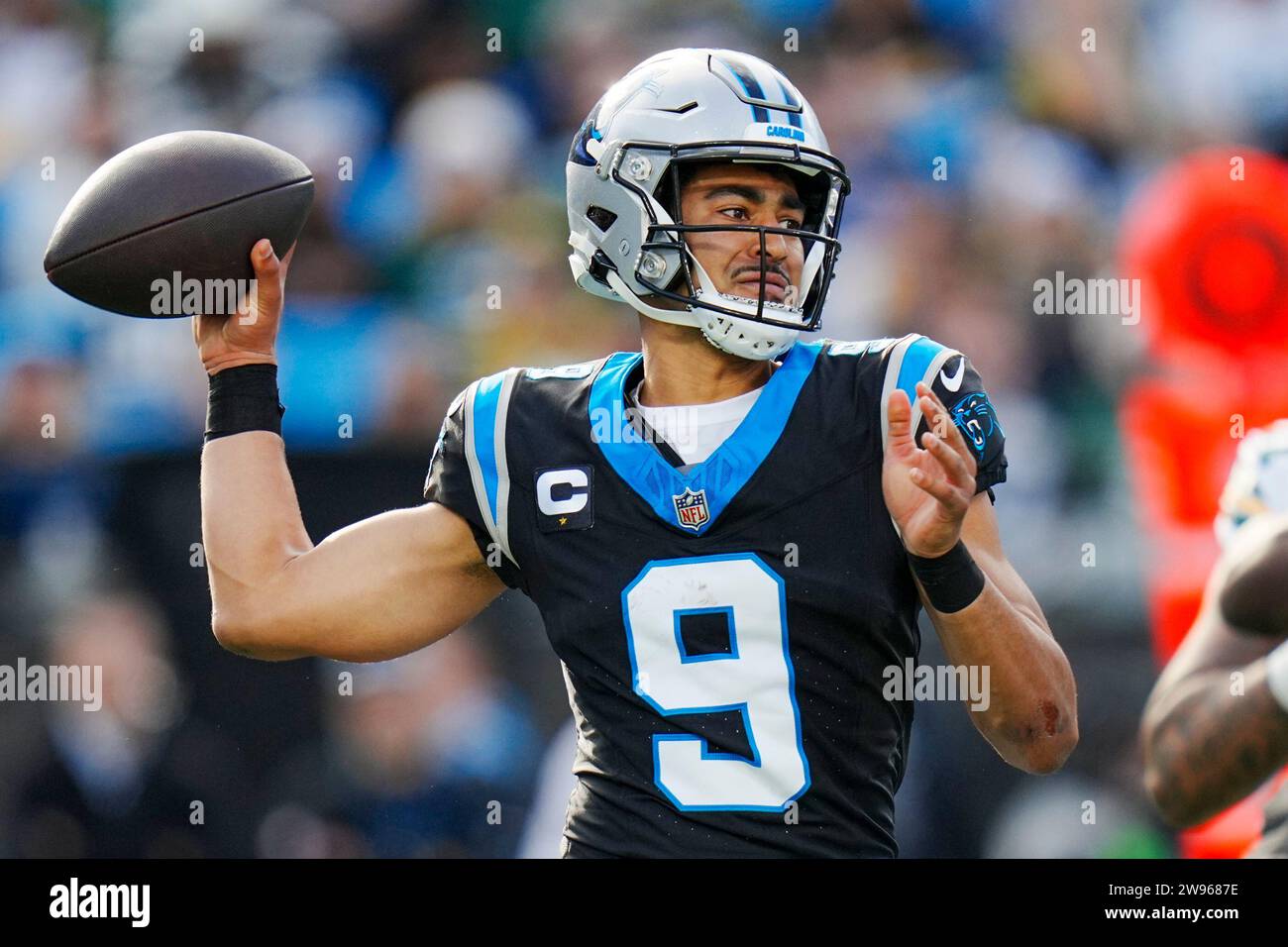 Carolina Panthers quarterback Bryce Young passes against the Green Bay ...