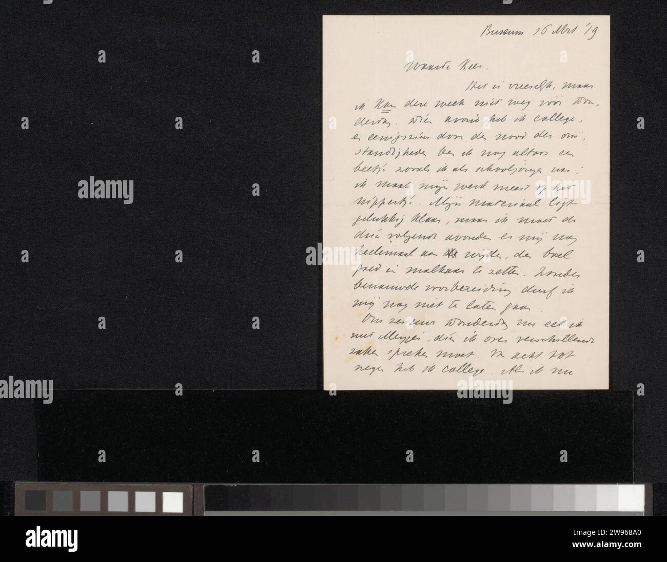 Letter to Cornelis Gerardus' t Hooft, Jan Veth, 1919 letter Bussum ...