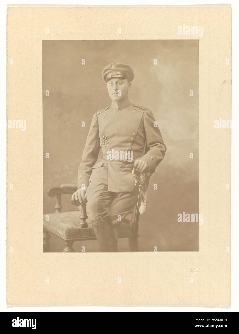 Arthur Moos with saber in the uniform of the German army, with the Iron ...