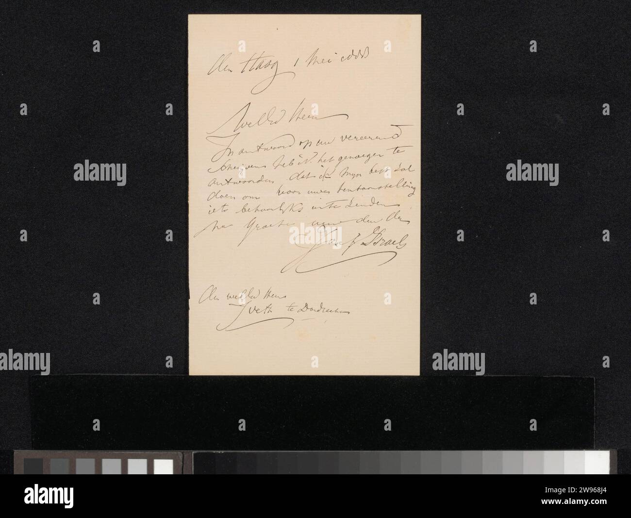 Letter to Jan Veth, Jozef Israëls, 1888 letter The Hague paper. ink ...