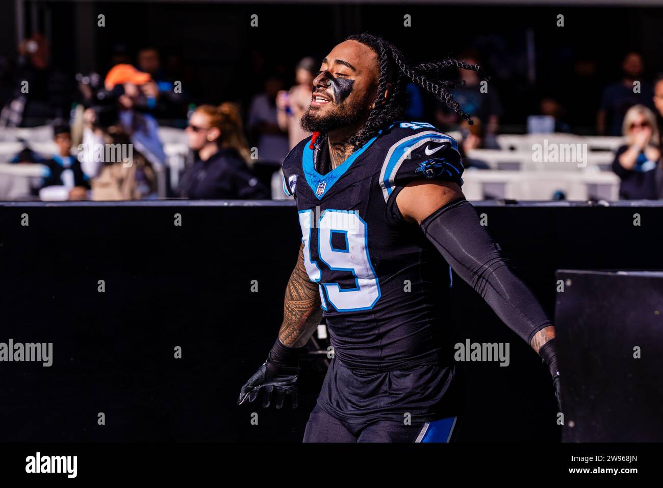 Charlotte, NC, USA. 24th Dec, 2023. Carolina Panthers linebacker ...