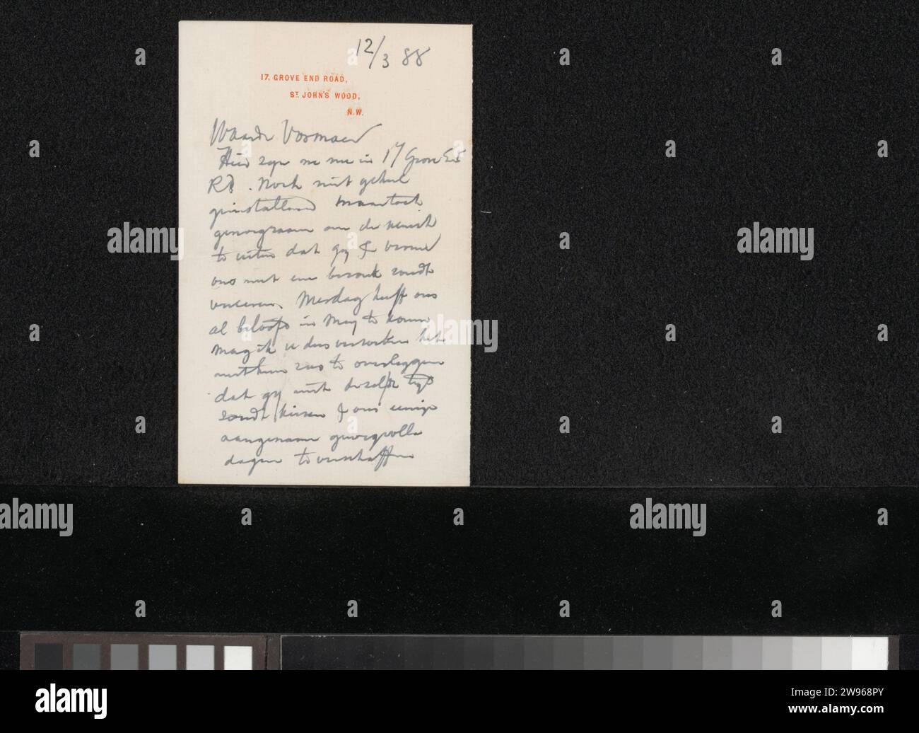 Letter to Carel Vosmaer, Lourens Alma Tadema, 1888 letter London paper ...